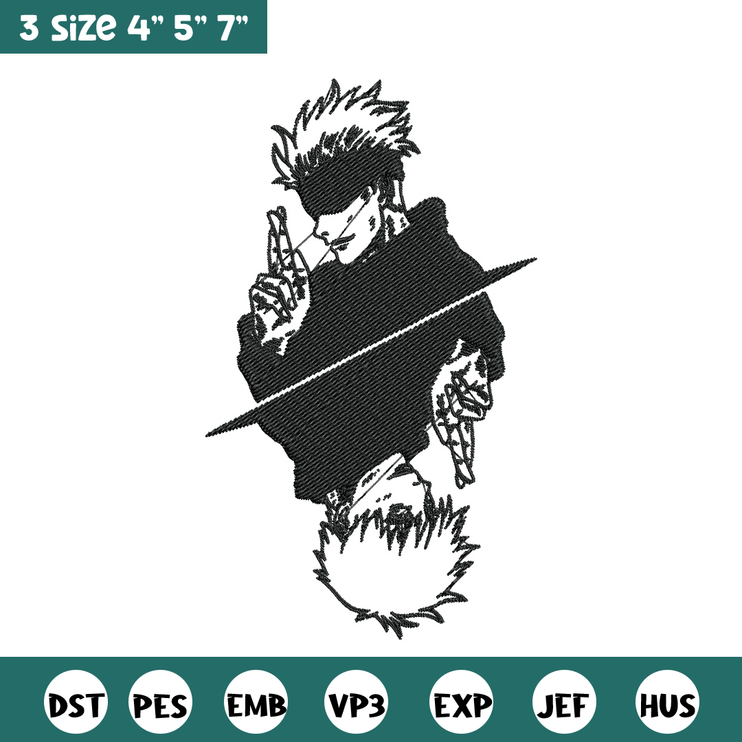Gojo poster Embroidery Design, Jujutsu Embroidery, Embroider - Inspire ...