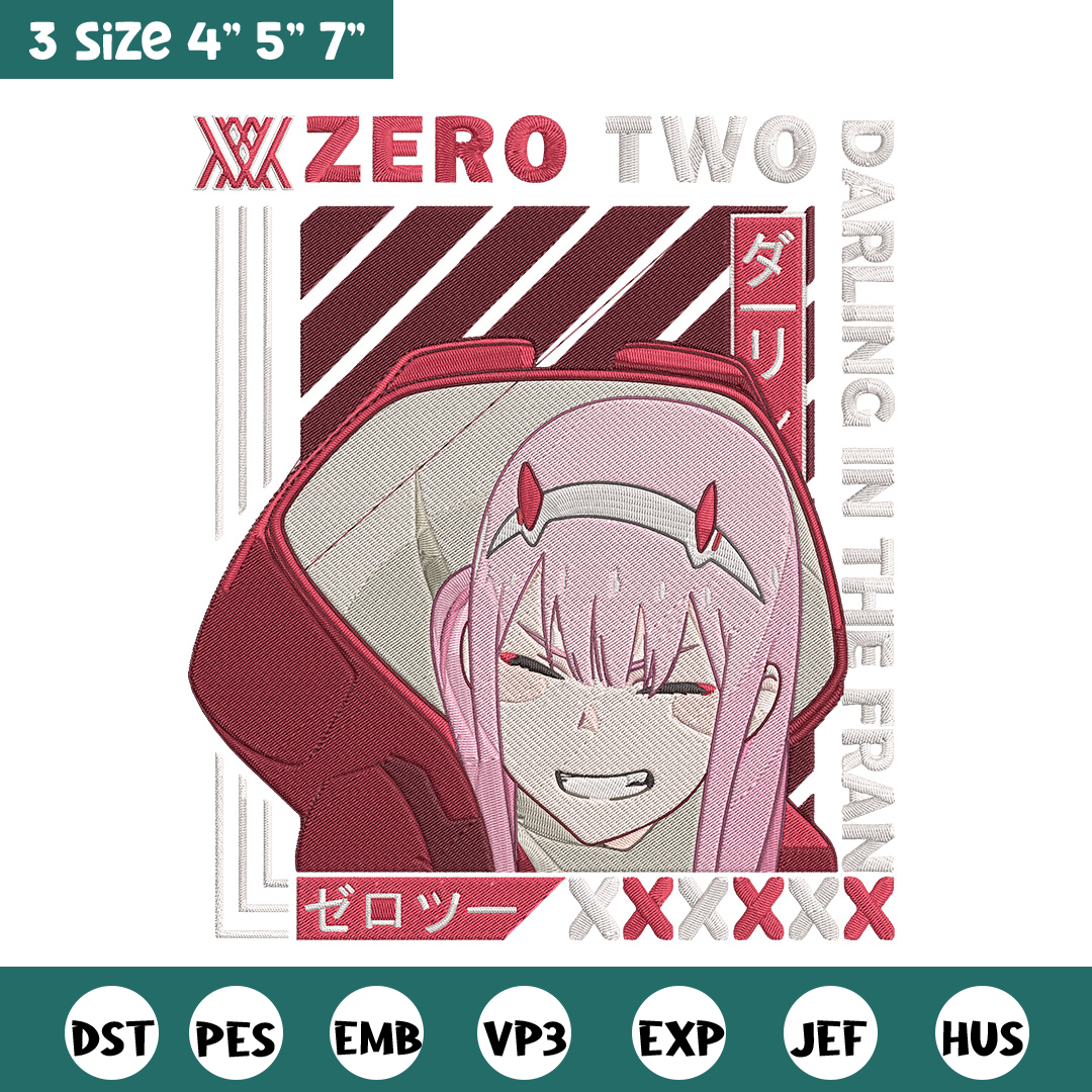 Zero two Embroidery Design, Darling in the fran Embroidery,E - Inspire ...