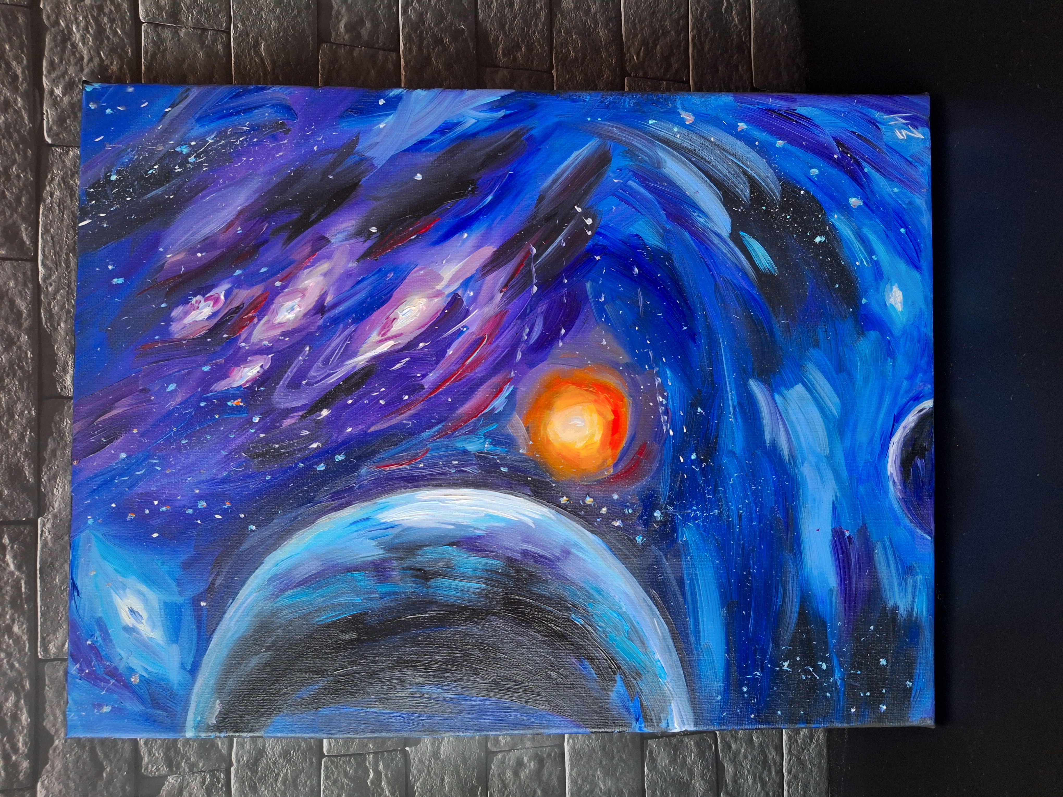 Galaxy oil painting Space oil painting Starry sky Outer spac | Inspire ...