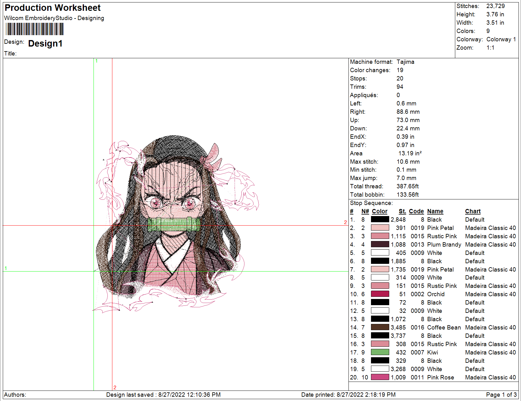 NezukoKamad Embroidery, Ten Embroidery,Machine Embroidered D | Inspire ...