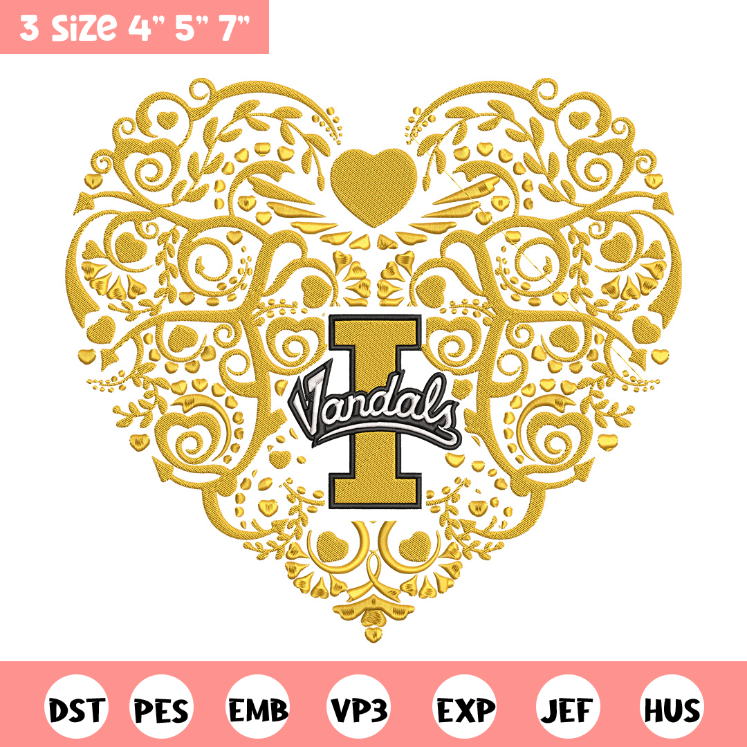 Idaho Vandals heart embroidery design, Sport embroidery, log | Inspire ...