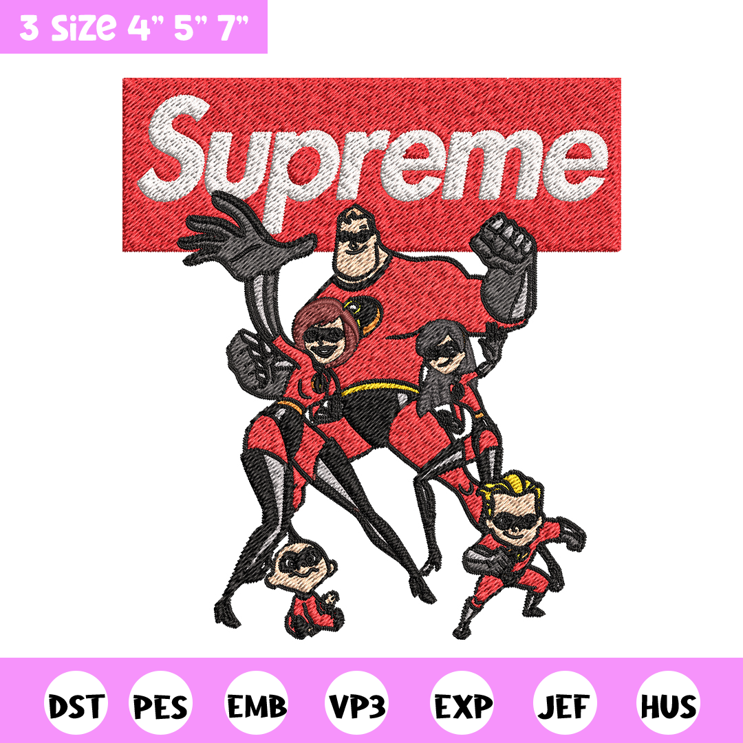 Incredibles supreme logo Embroidery design, supreme cartoon | Inspire ...