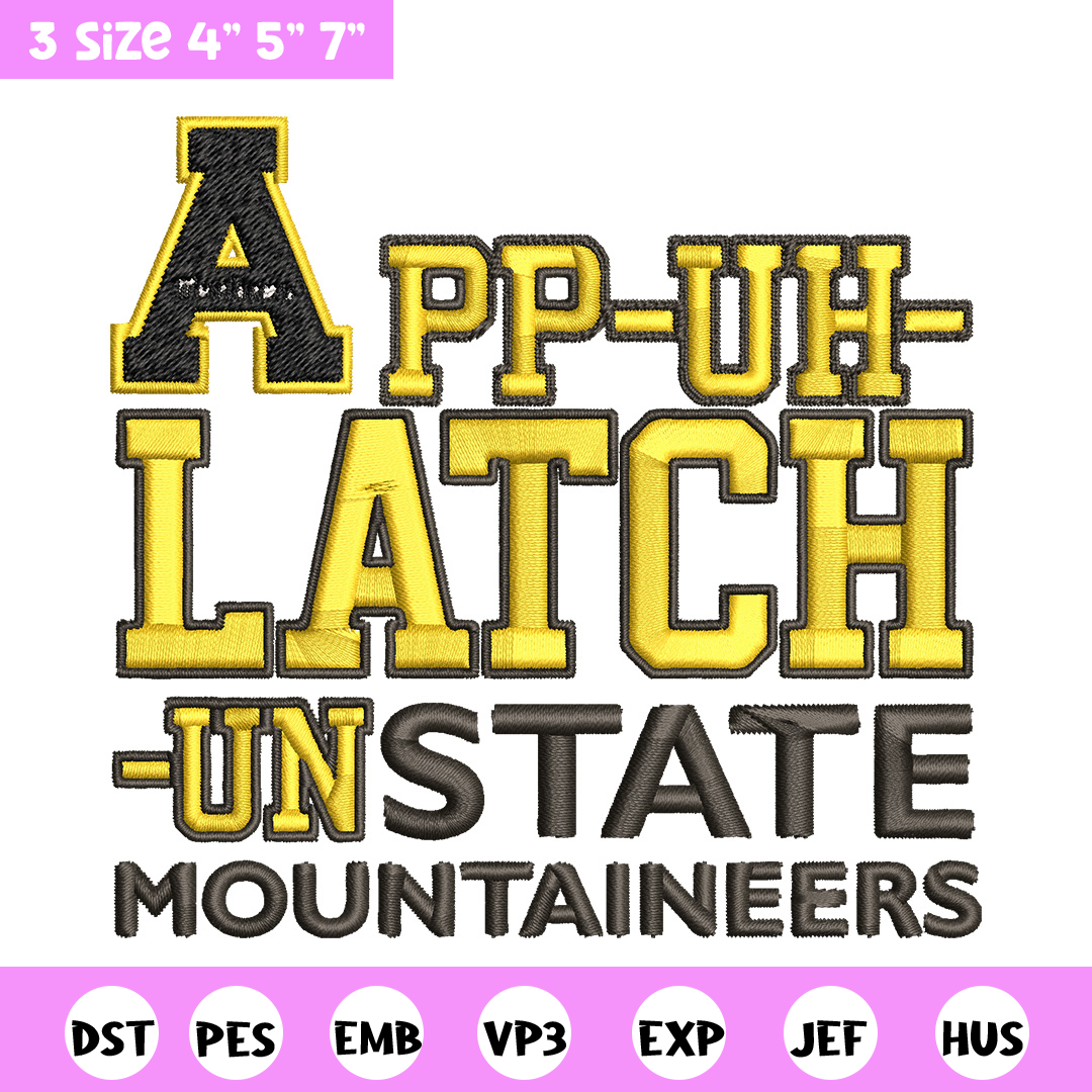 Appalachian State logo embroidery design, Sport embroidery, | Inspire ...