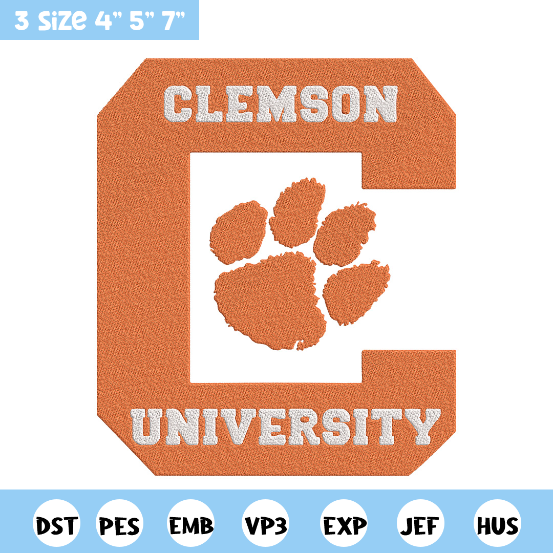 Clemson University logo embroidery design,NCAA embroidery,Sp | Inspire ...