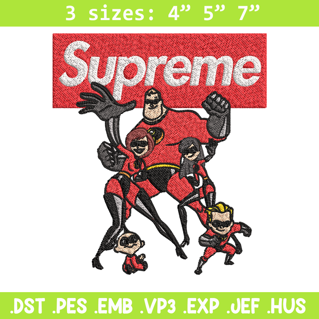 Incredibles supreme logo Embroidery design, supreme cartoon | Inspire ...