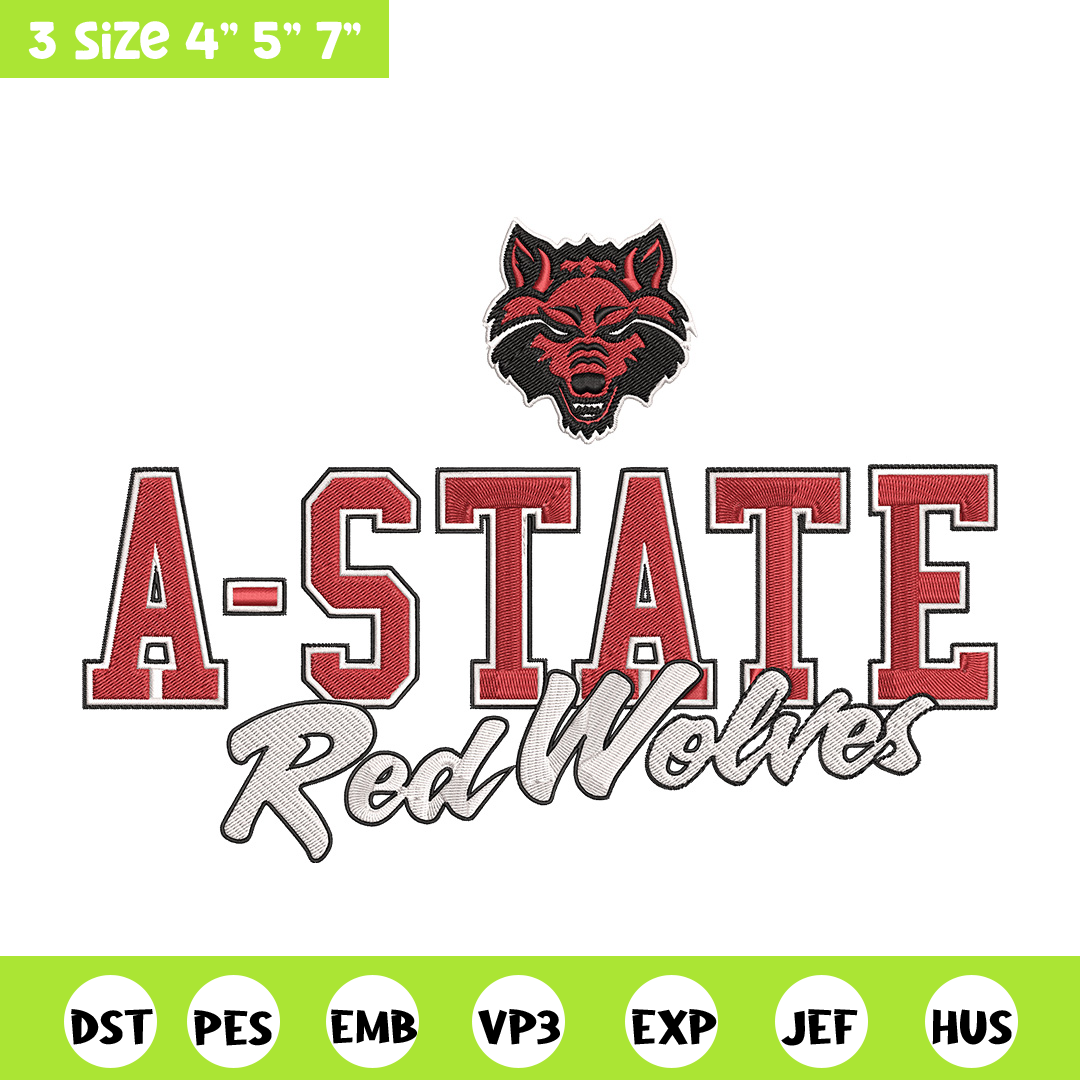 Arkansas State logo embroidery design, NCAA embroidery,Sport | Inspire ...