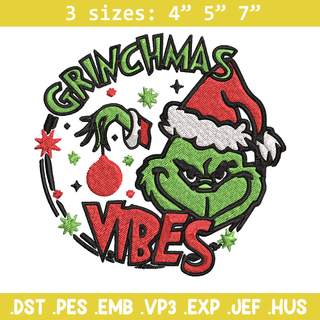 Christmas Vibes Grinch Embroidery design, Grinch Christmas E | Inspire ...