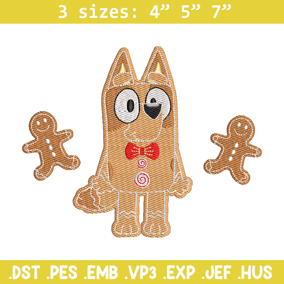 Gingerbread Bluey embroidery design, Bluey embroidery, Chris - Inspire ...