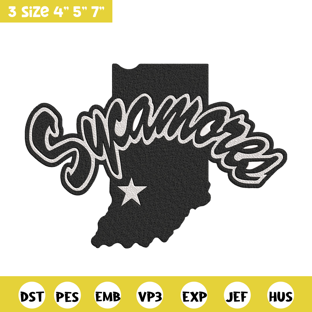 Indiana State University logo embroidery design,NCAA embroid | Inspire ...