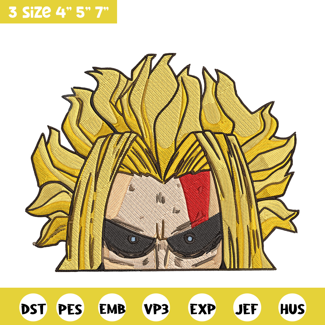 All Might Peeker Embroidery Design, Mha Embroidery, Embroide - Inspire ...