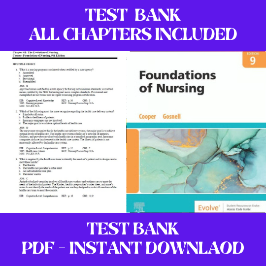 Foundations and Adult Health Nursing 9th Edition Cooper Test | Inspire ...