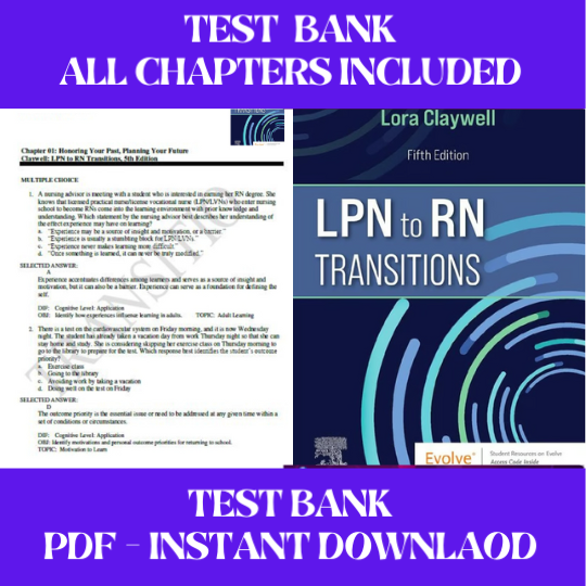 LPN to RN Transitions 5th Edition by Lora Claywell Test Bank - Inspire ...