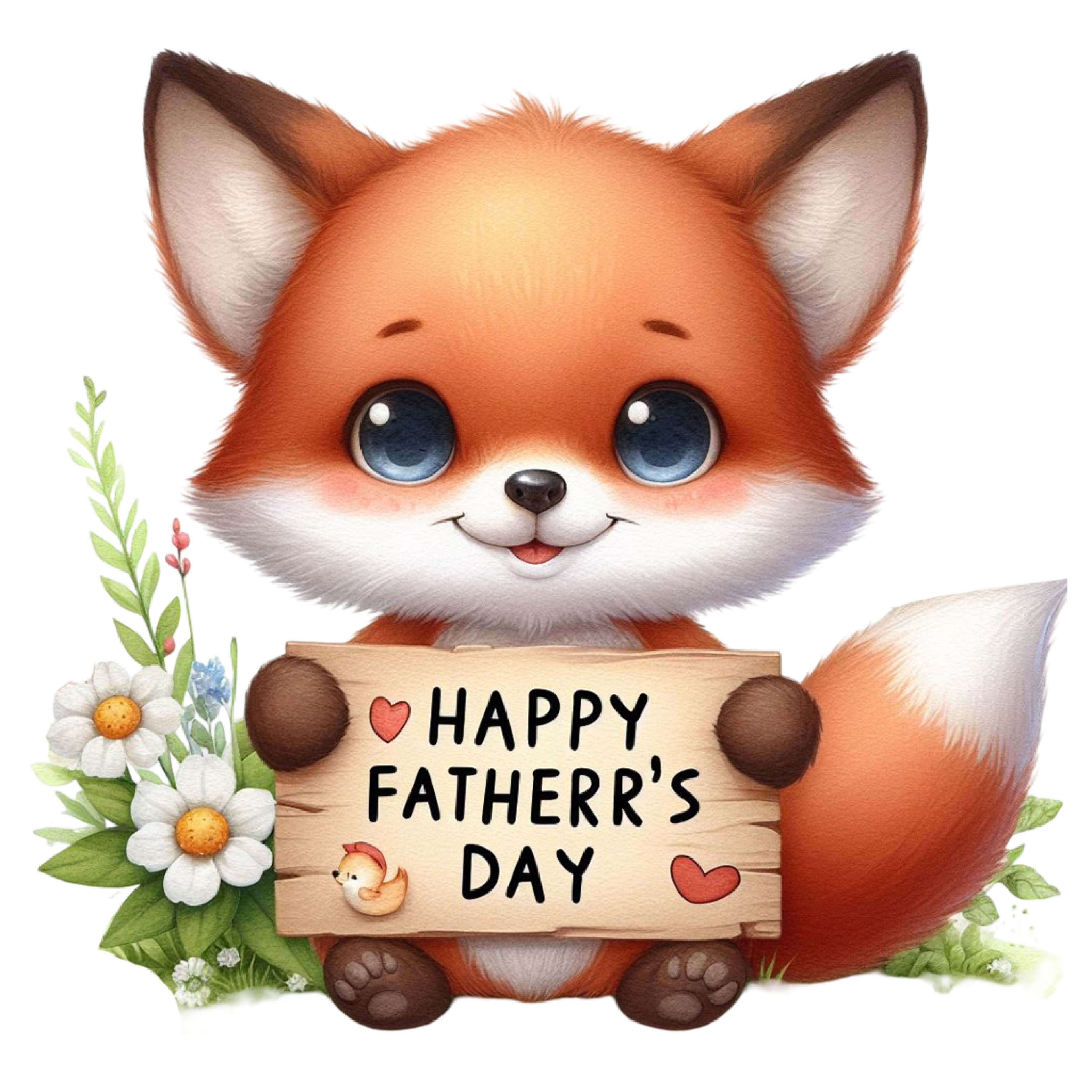 Happy Father's Day With Cute Fox PNG, Watercolor Father's Da | Inspire ...