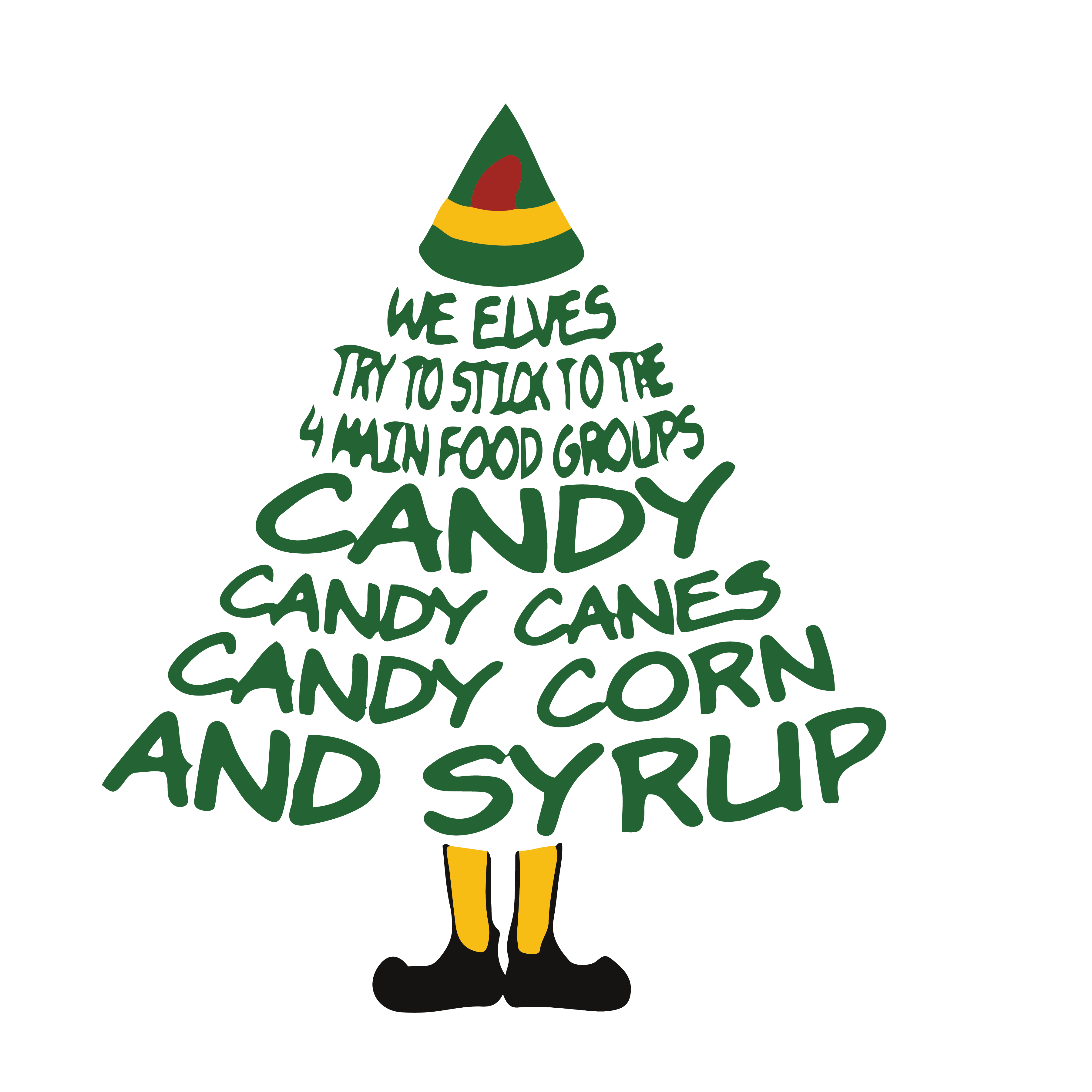 We elves try to stick to the 4 main food groups Svg, Elf Chr | Inspire ...