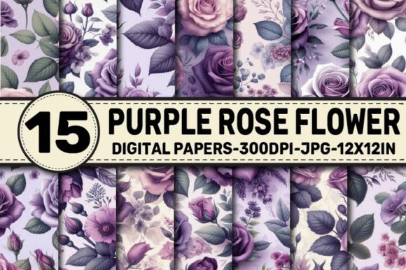 Purple Rose Flower Digital Papers | Inspire Uplift