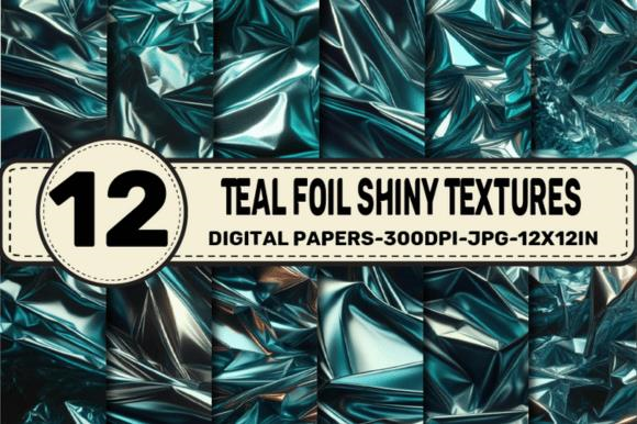 Teal Foil Shiny Textures Digital Papers | Inspire Uplift