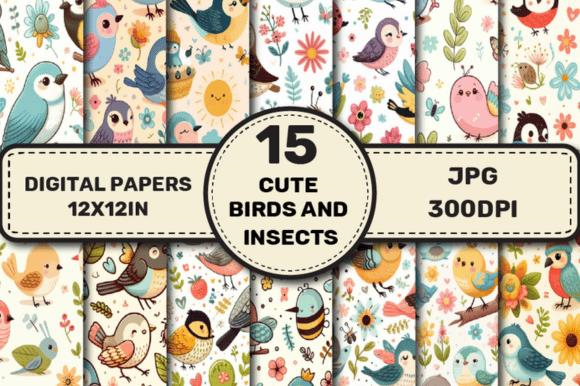 Cute Birds and Insects Digital Papers | Inspire Uplift