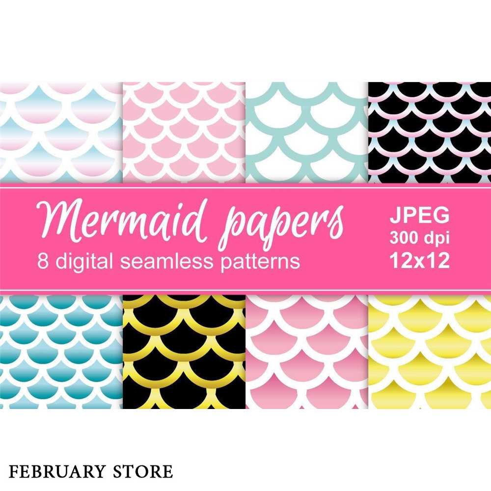 Set of Mermaid Tail Scales Patterns | Inspire Uplift