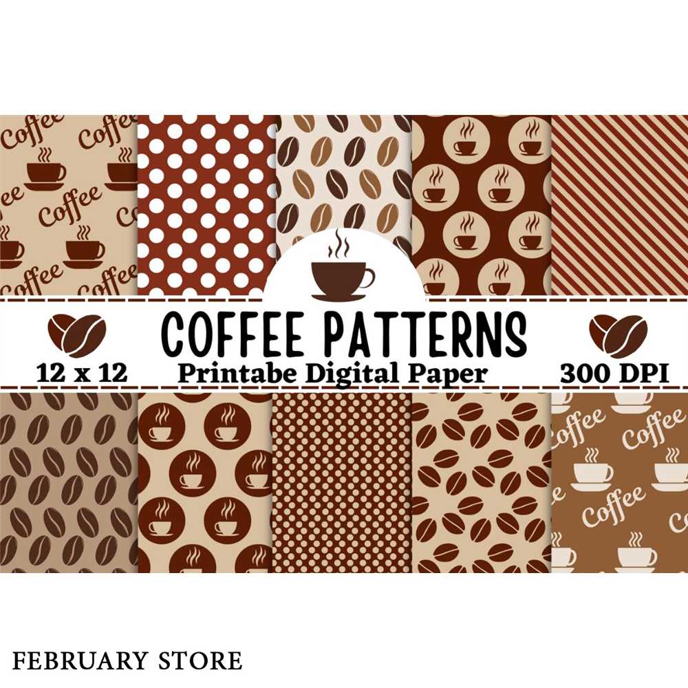 Coffee Seamless Pattern Digital Paper | Inspire Uplift