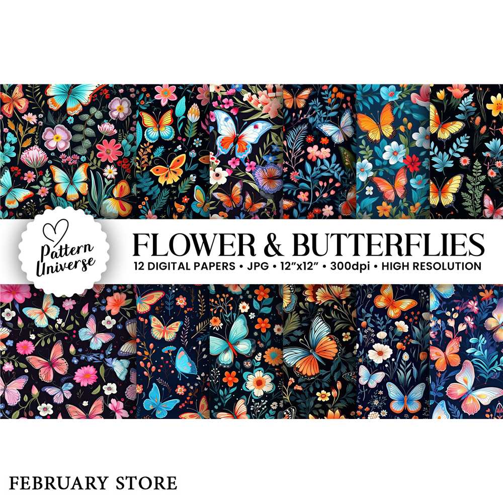 Floral Butterfly Garden Digital Papers | Inspire Uplift