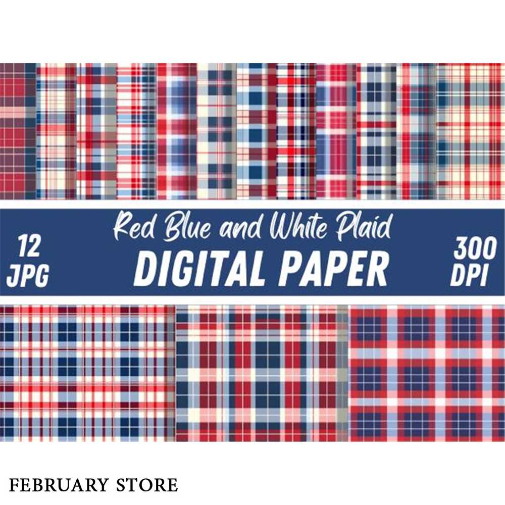 Red Blue White Plaid Papers Patterns | Inspire Uplift
