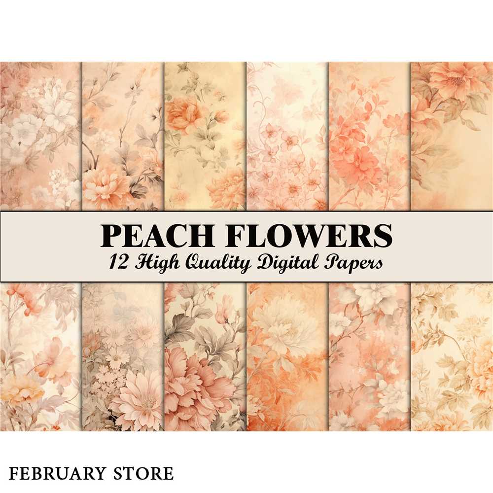 Peach Scrapbook Paper Flower Pattern | Inspire Uplift