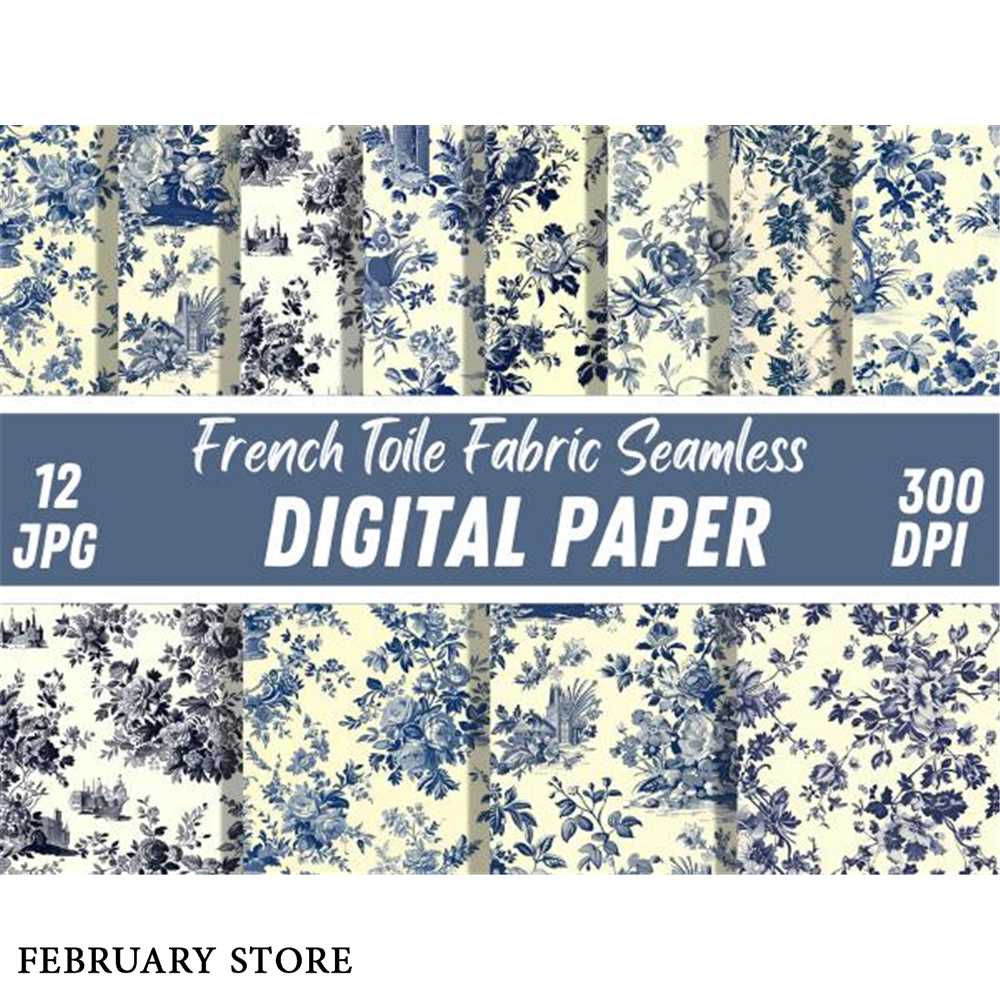 French Toile Floral Fabric Paper Pattern | Inspire Uplift