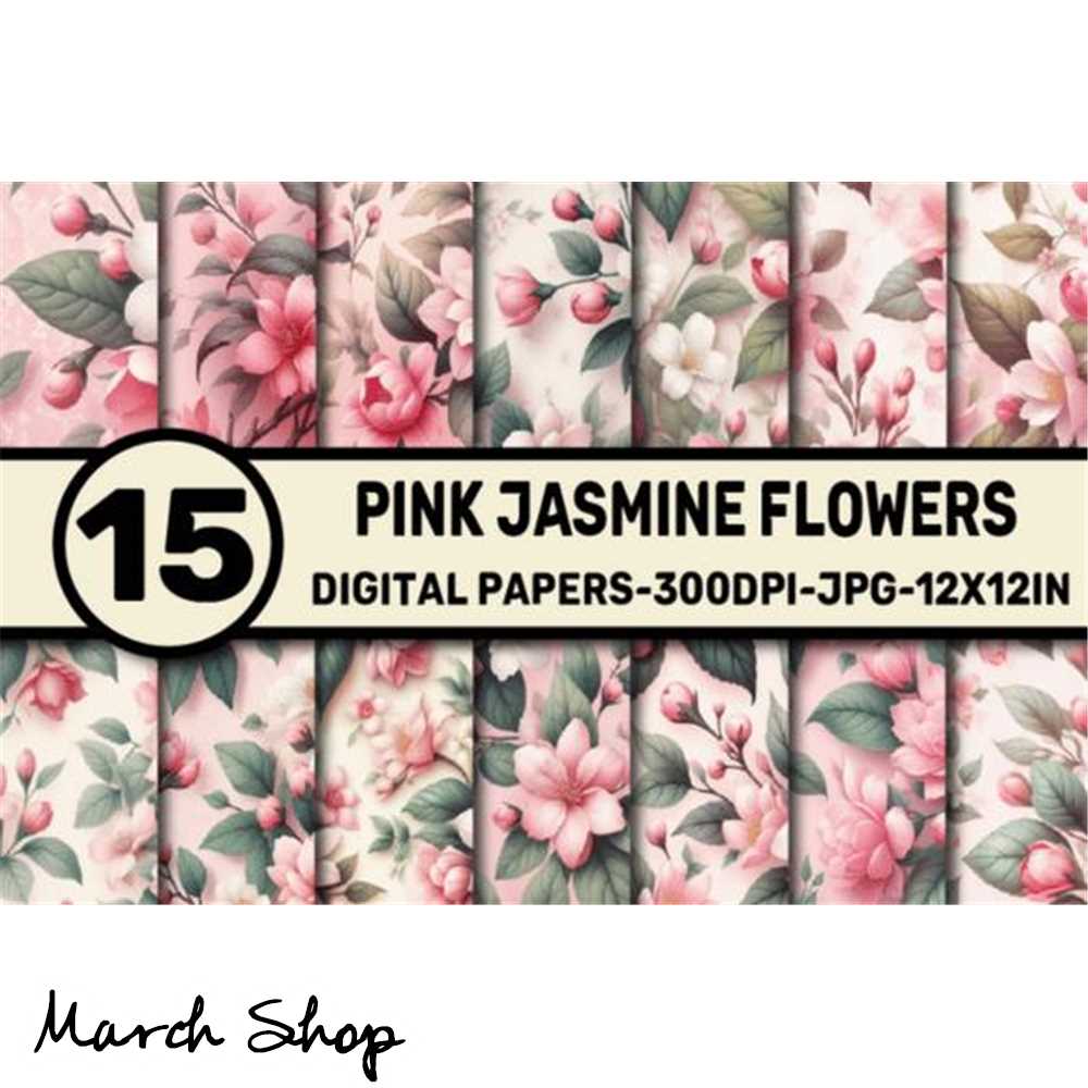 Pink Jasmine Flowers Digital Papers | Inspire Uplift