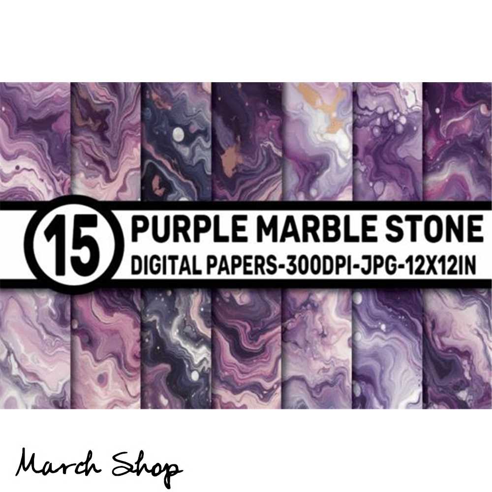 Purple Marble Stone Digital Papers | Inspire Uplift