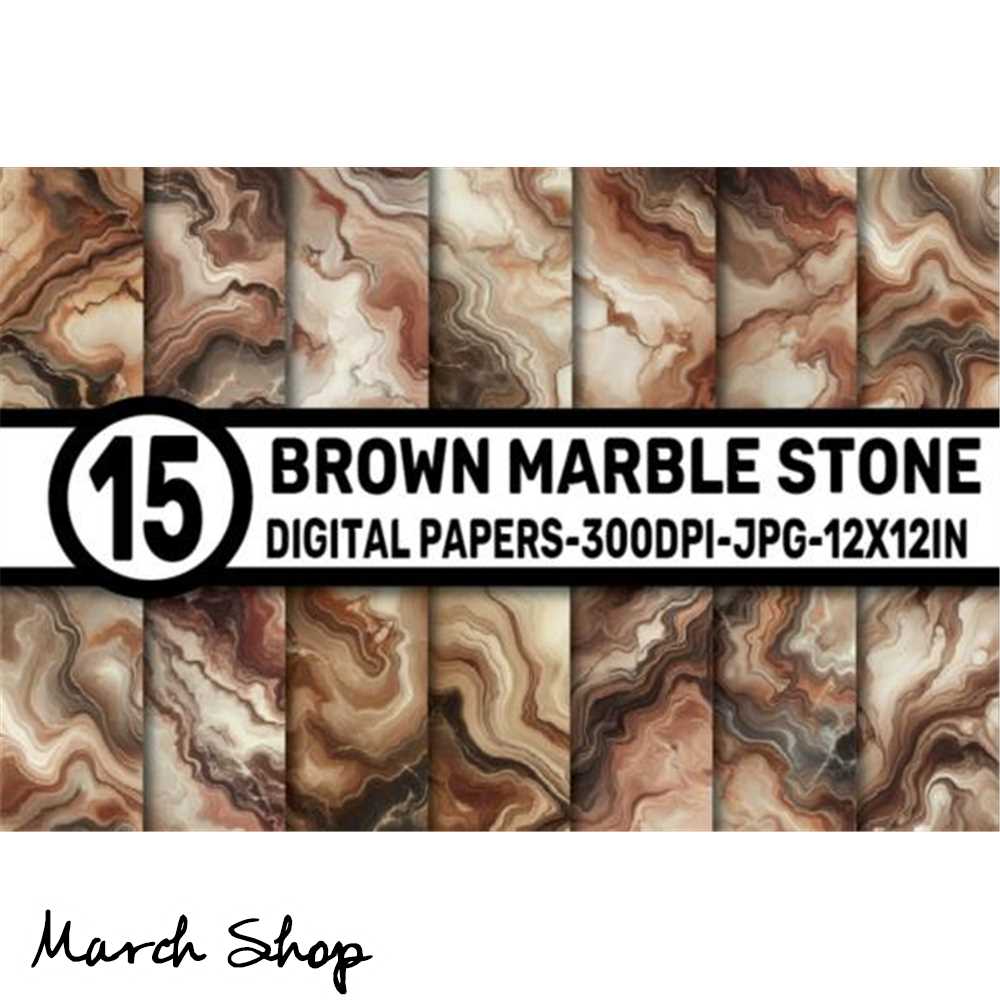 Brown Marble Stone Digital Papers | Inspire Uplift