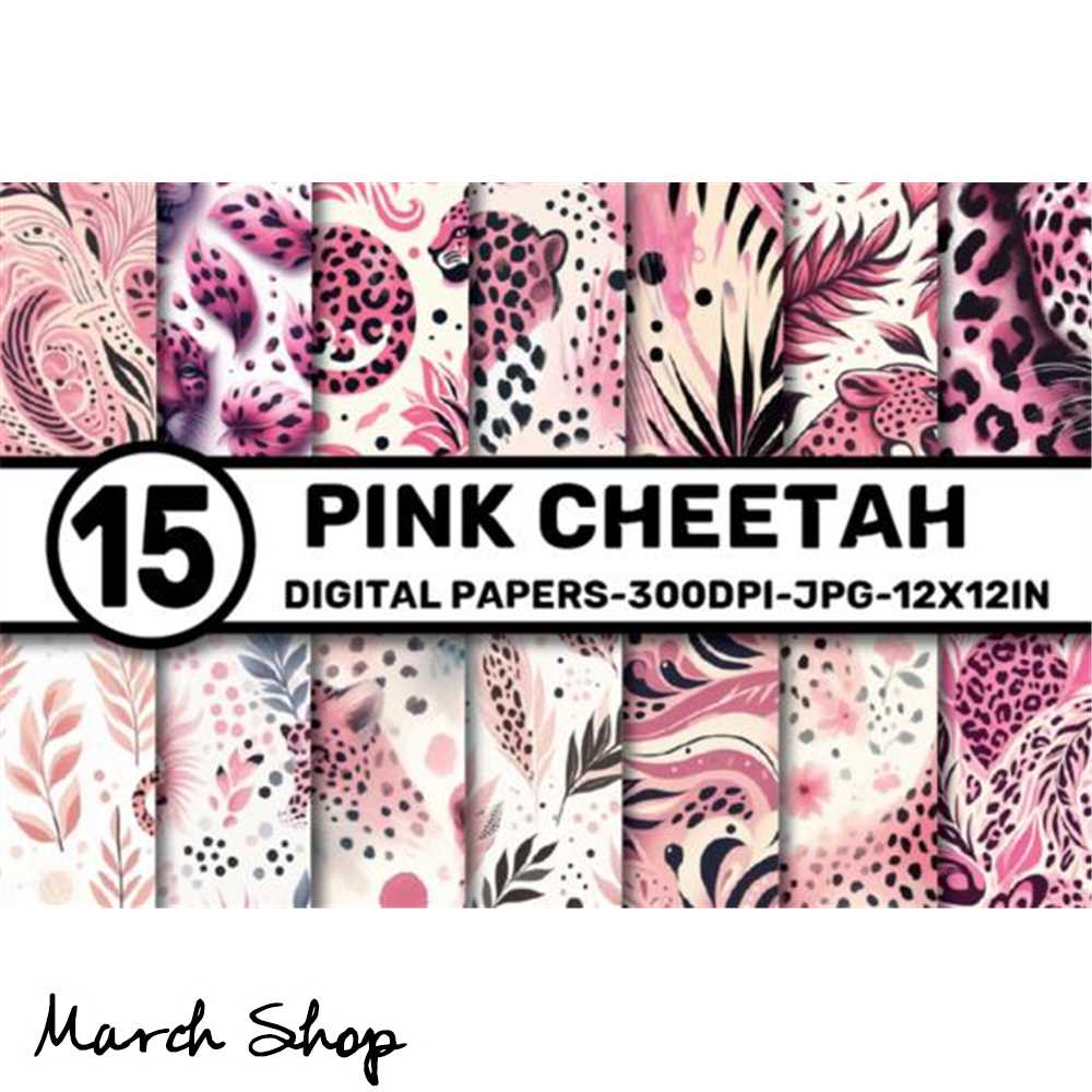 Pink Cheetah Pattern Digital Papers - Inspire Uplift