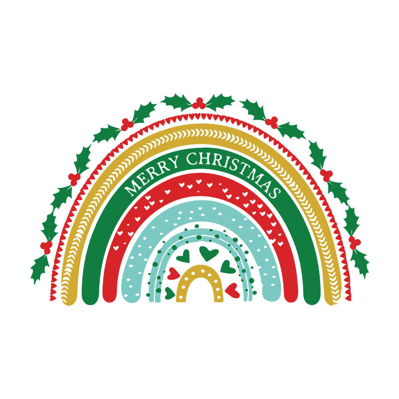 Merry Christmas Rainbow Svg, Rainbow Clipart, Christmas Svg, | Inspire ...