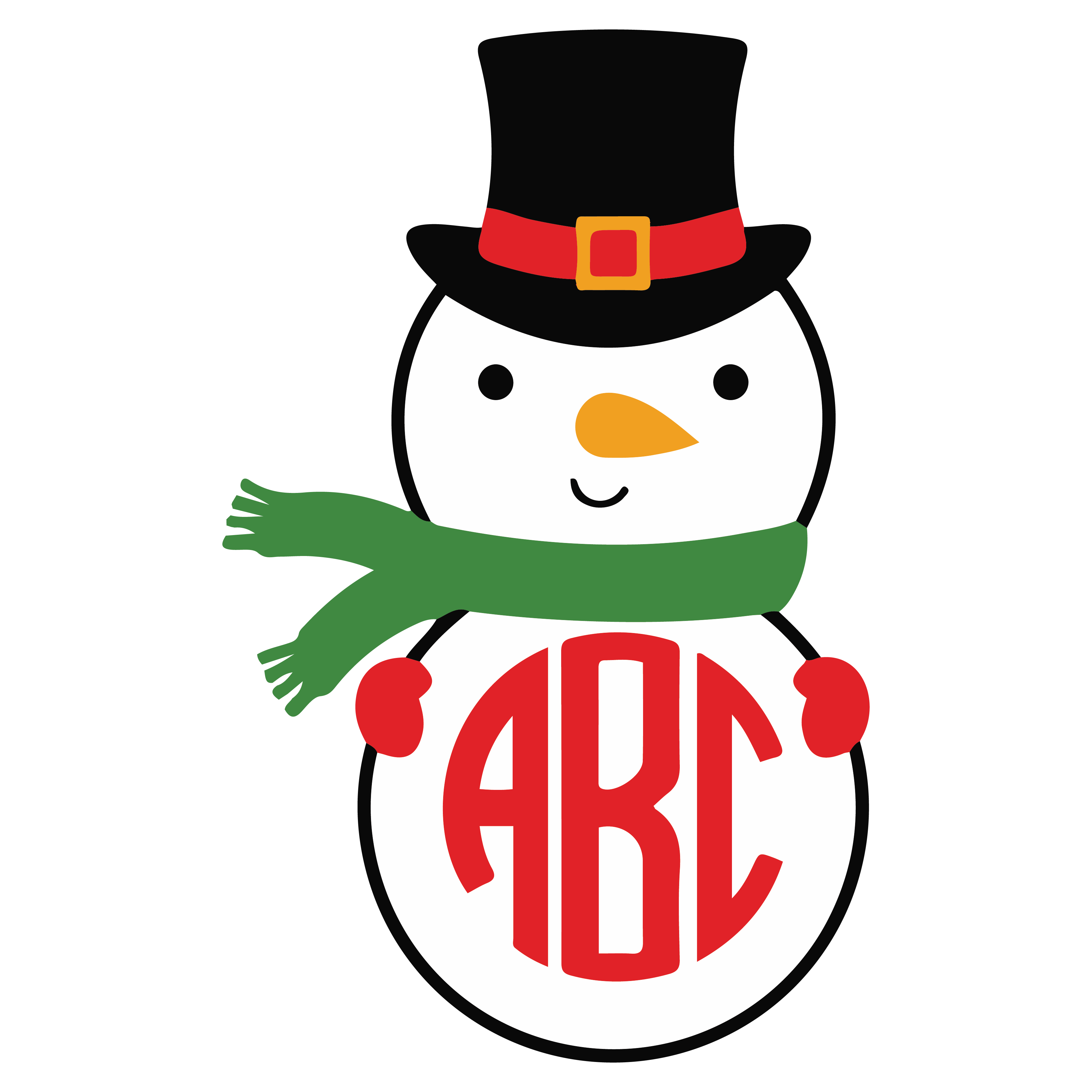 Snowman Monogram SVG Cute Holidays Winter Snowman with Hat a | Inspire ...