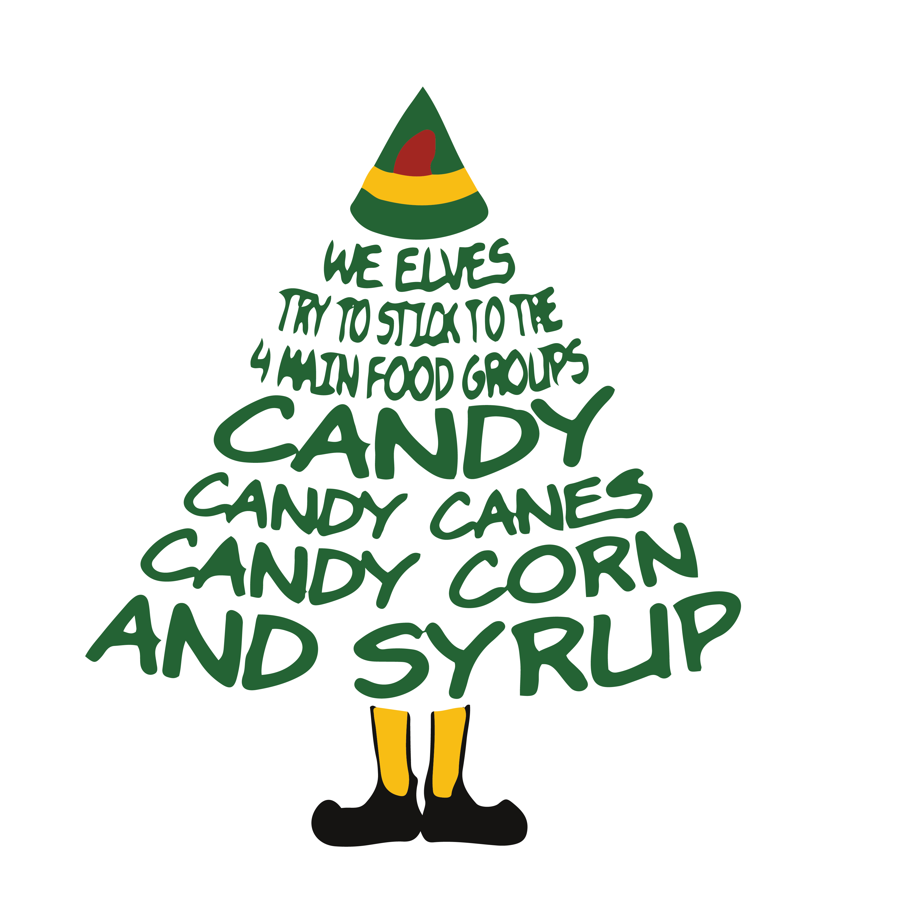 We elves try to stick to the 4 main food groups Svg, Elf Chr | Inspire ...