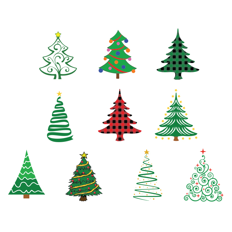 Christmas Tree Svg Bundle, Christmas Tree clipart, Holidays | Inspire ...