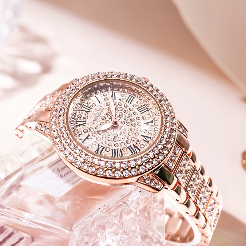 Stylish Watch Luxury Rhinestone Bracelet Analog Watches Set | Inspire ...