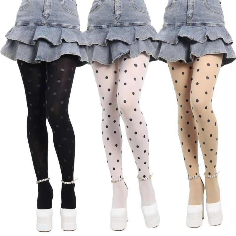 Vintage Dot Patterned Opaque Stockings Pantyhose Silky Tight | Inspire ...