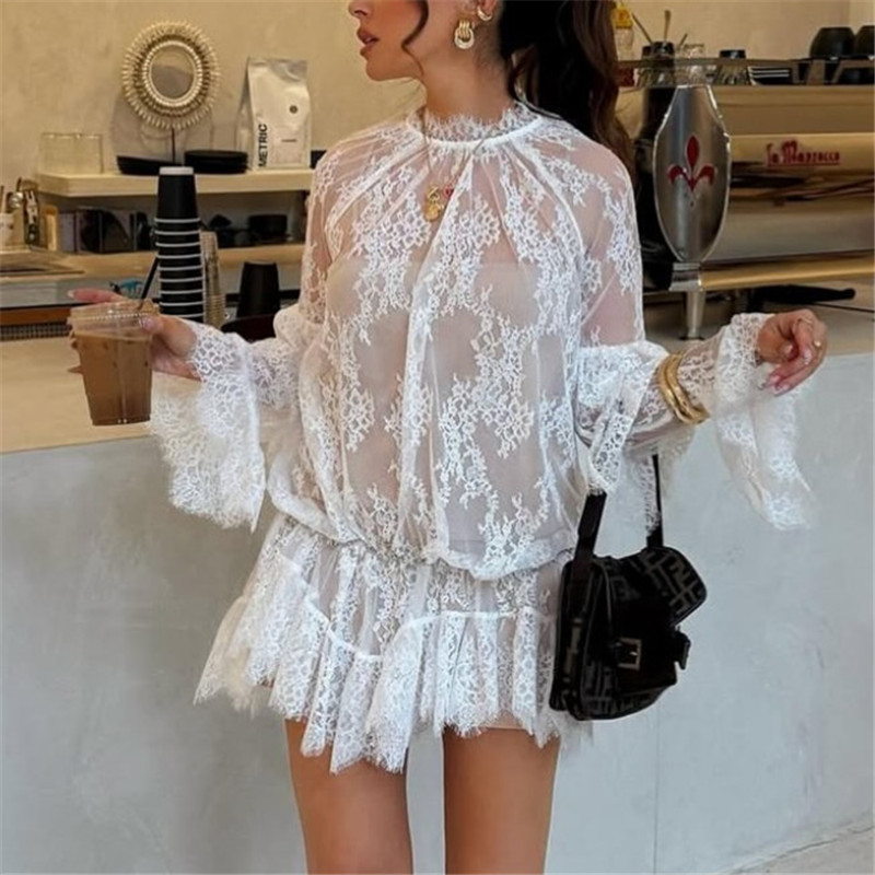 Hirigin Floral Lace Sheer Mesh Cocktail Dress | Inspire Uplift
