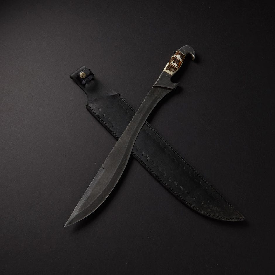 Custom Handmade Damascus Steel Sword Handle Stag Horn With B | Inspire ...