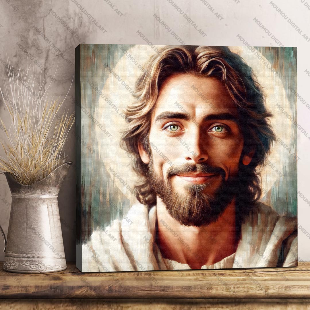 Divine Joy Captured Jesus' Smiling Visage ART, Jesus Art, JP - Inspire ...