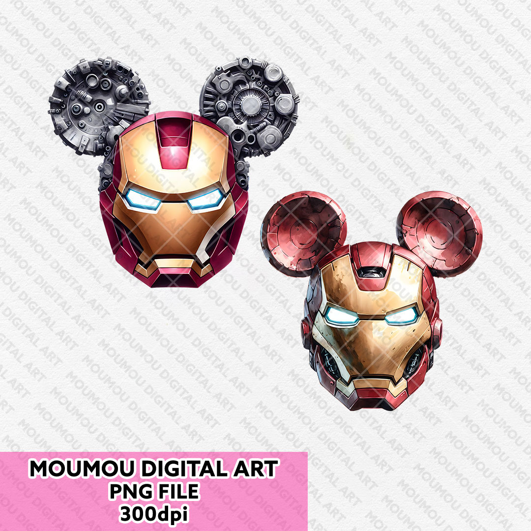Iron Man Mickey MouseHead Art PNG, Iron man, Set Of 2 PNG, M | Inspire ...