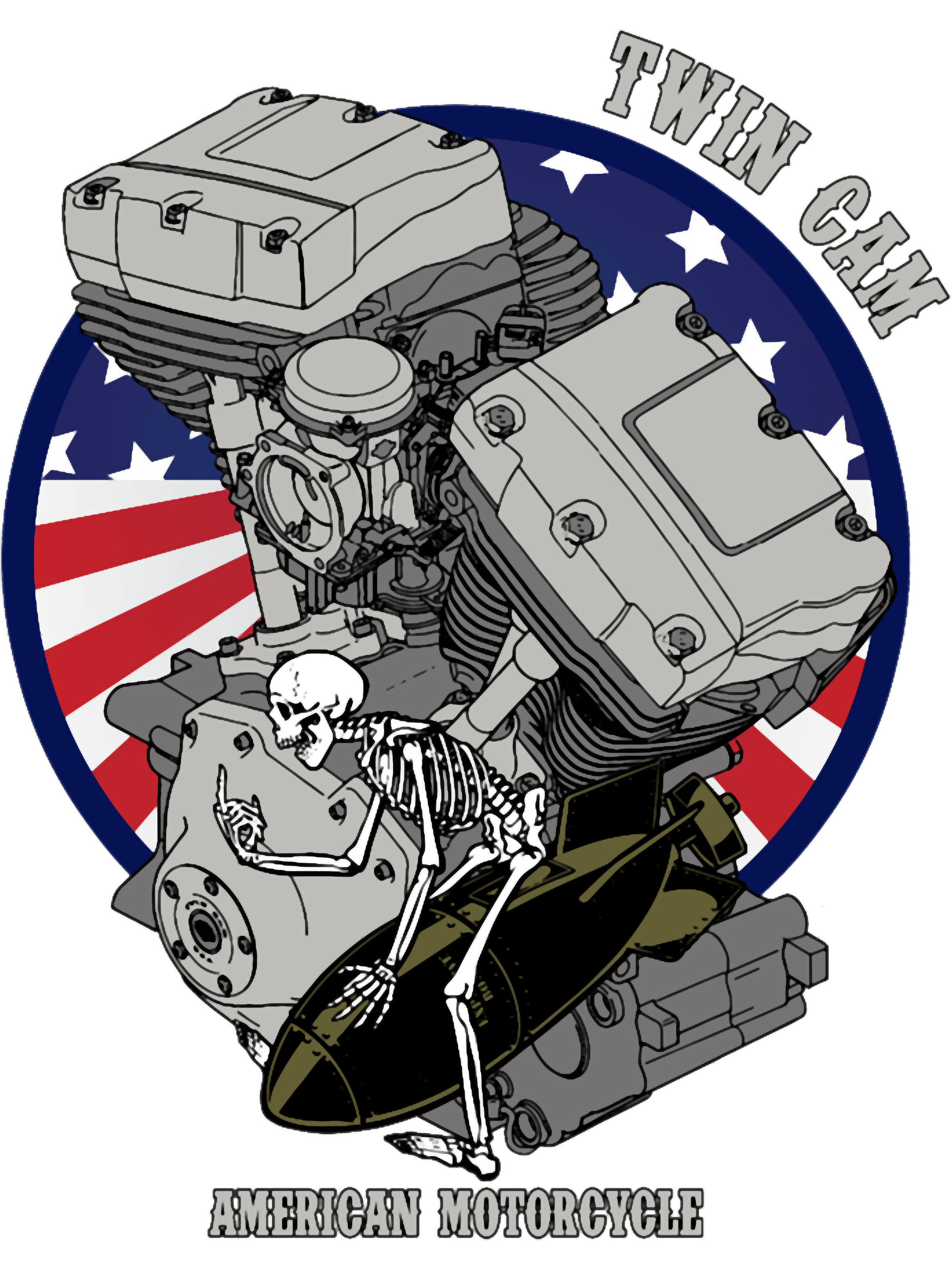 HD Twin Cam Motorcycle BikerVTwin Skeleton Bomb | Inspire Uplift
