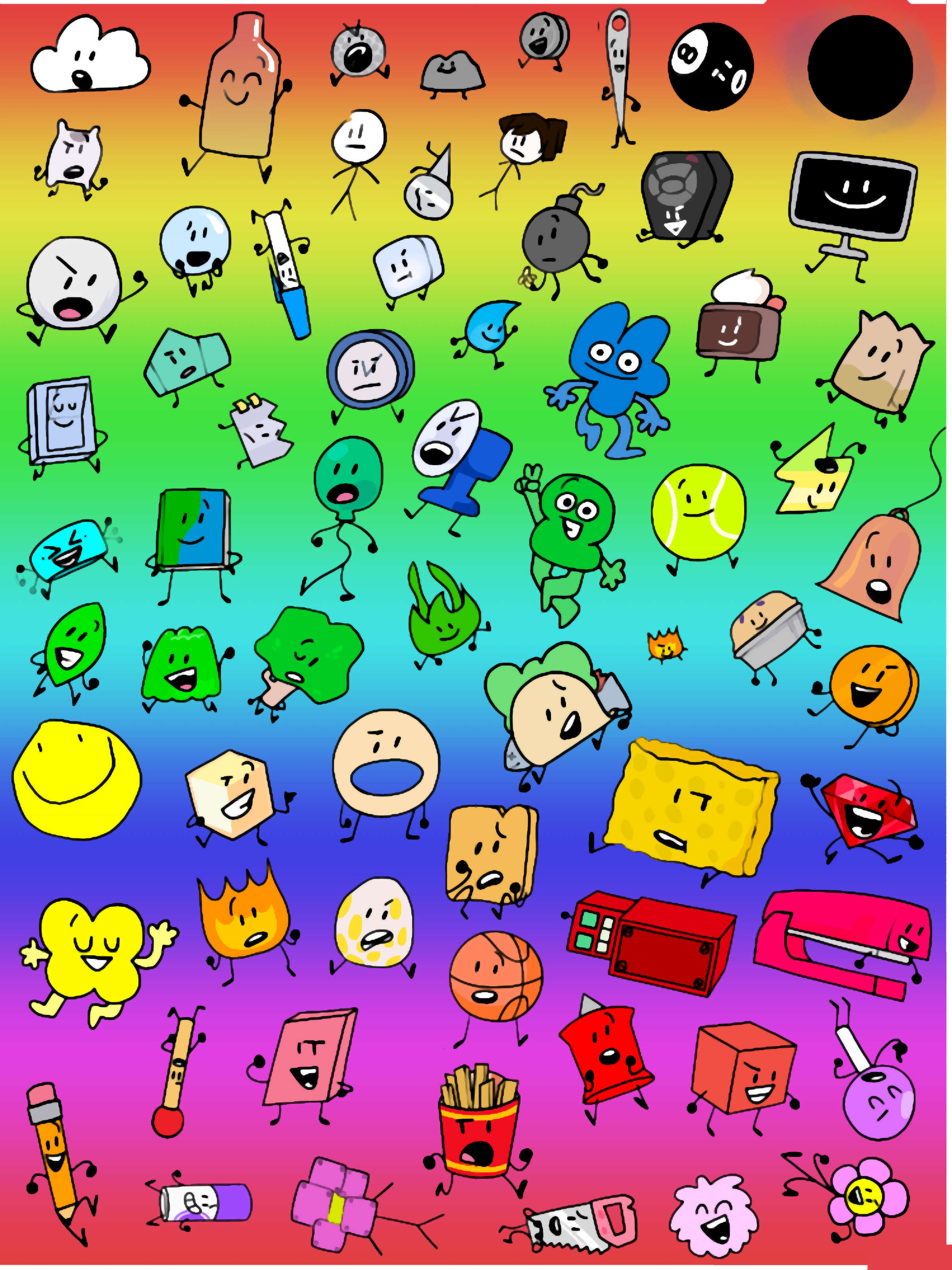BFDI All Characters (Rainbow) | Inspire Uplift