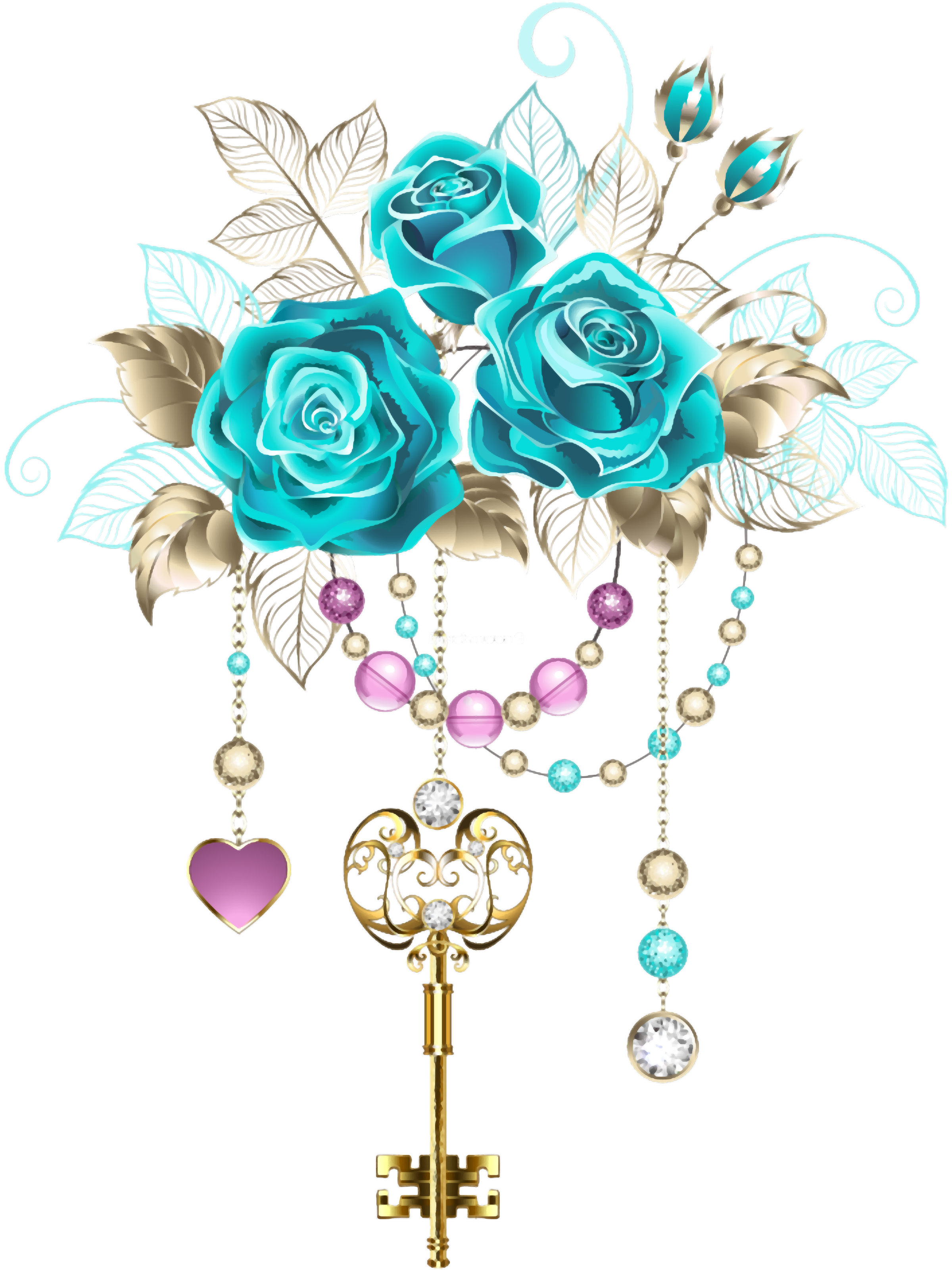 Turquoise Roses with Keys | Inspire Uplift