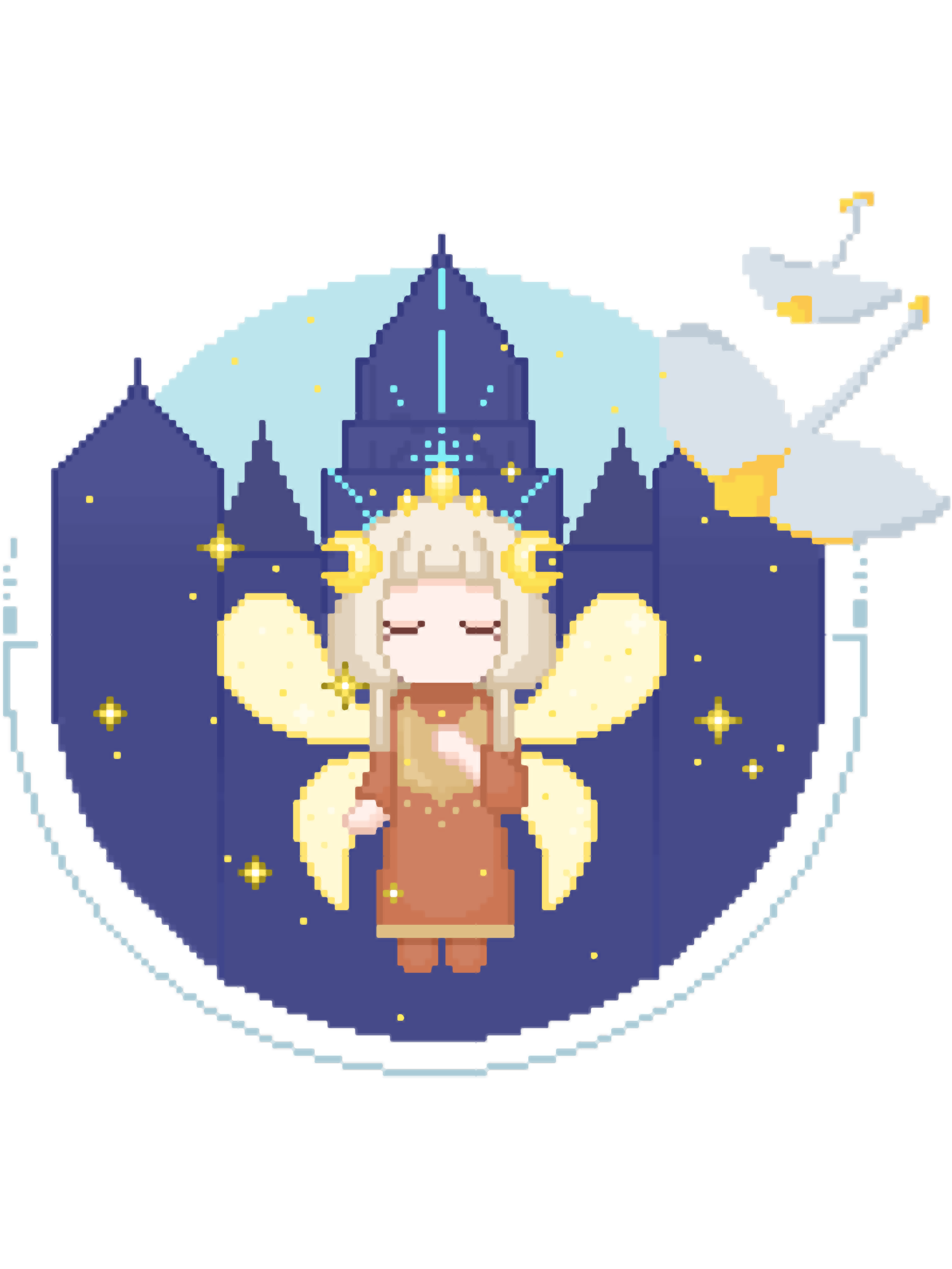 Sky cotl aurora pixel art gold wings | Inspire Uplift