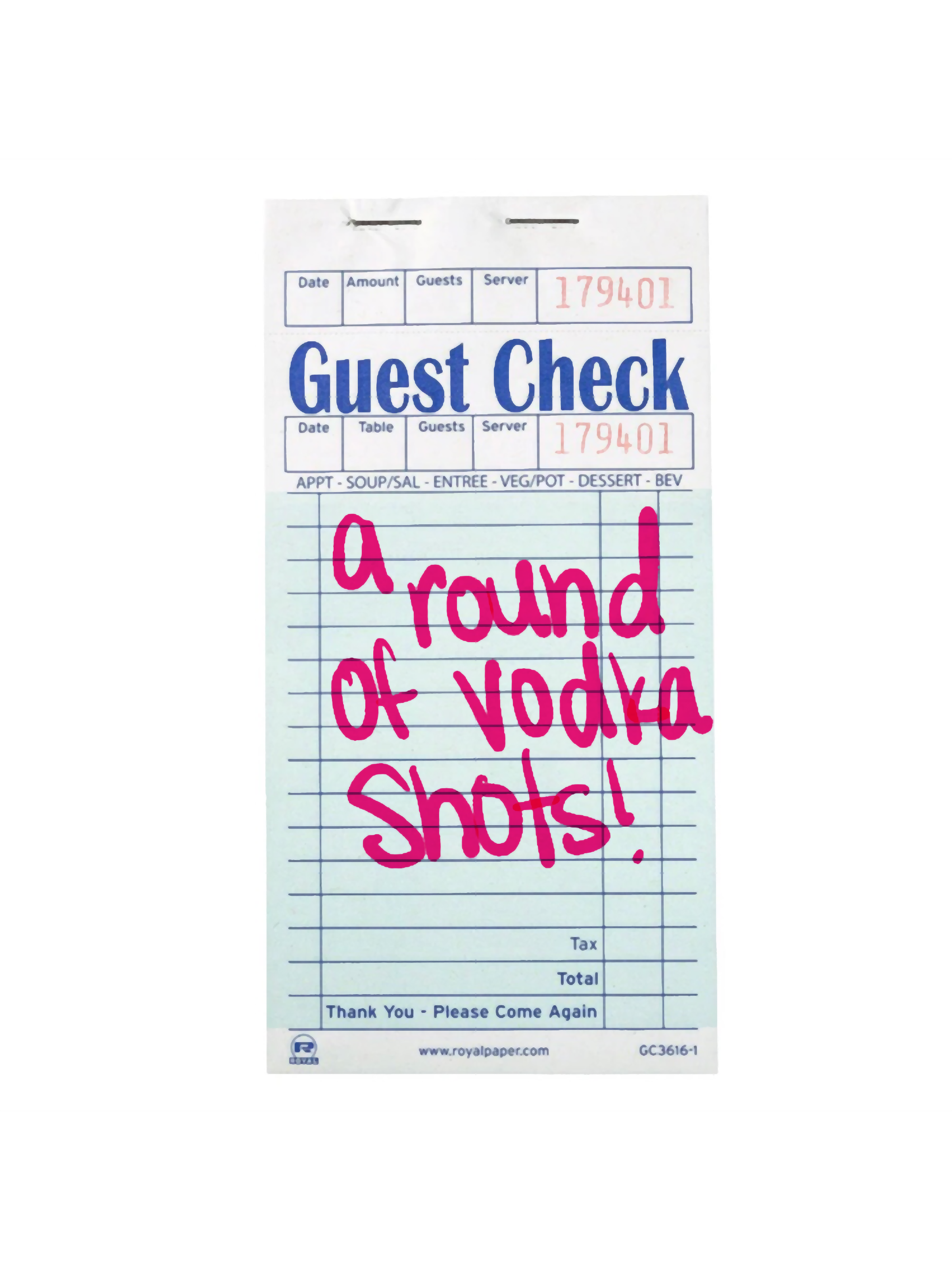 Guest check vodka - Inspire Uplift