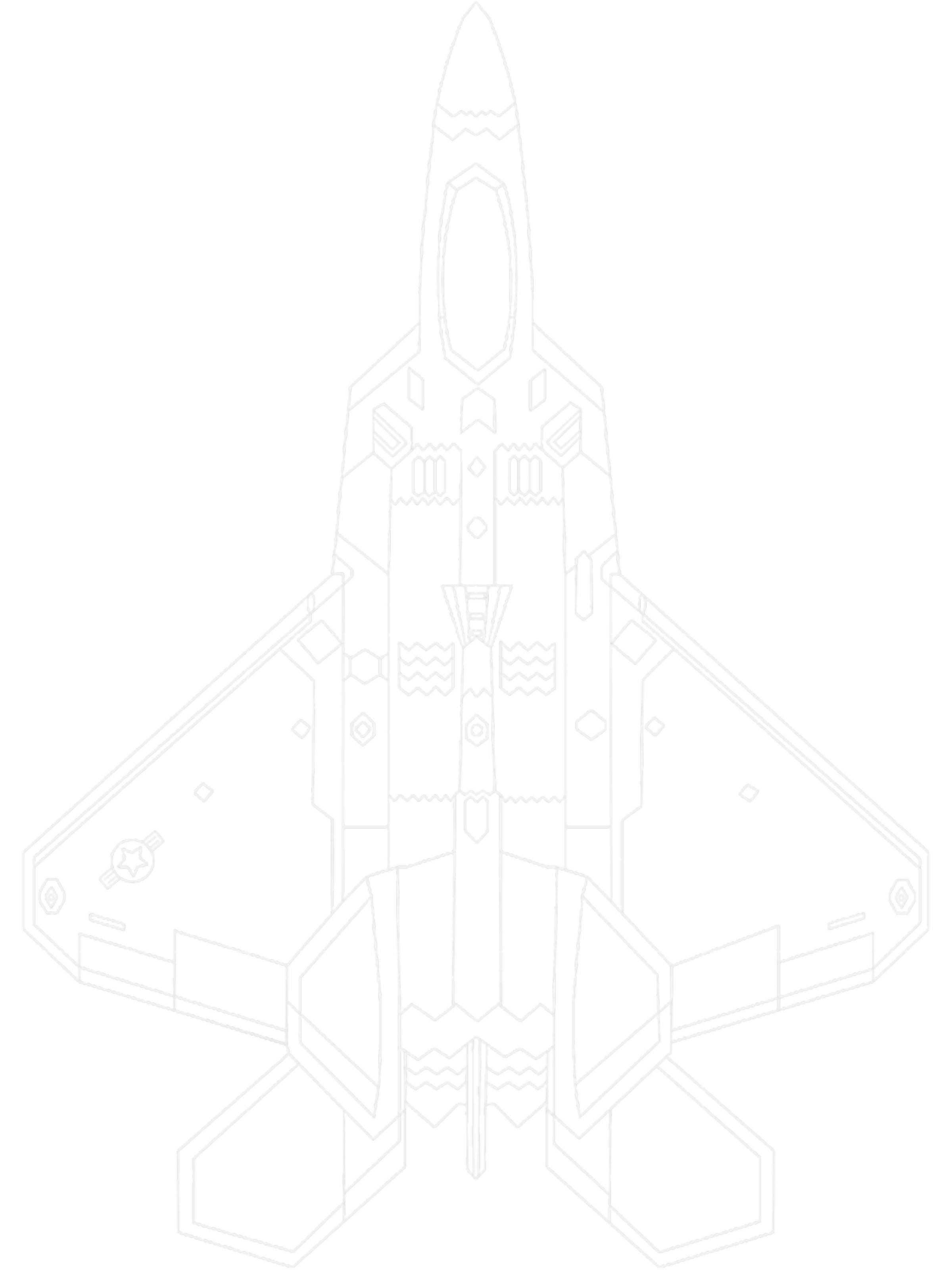 Lockheed Martin F22 Raptor Blueprint White | Inspire Uplift