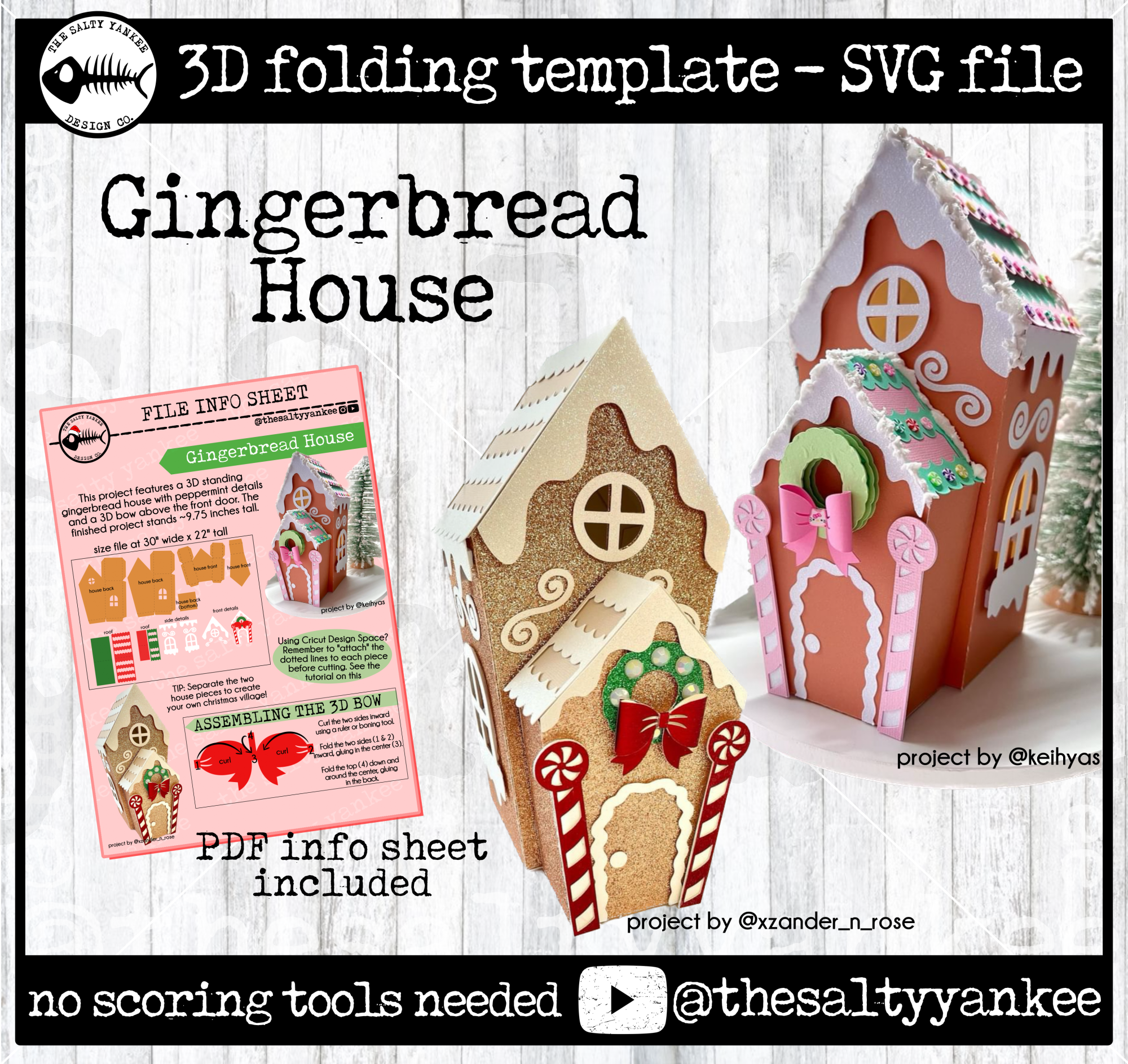 3D Folded Gingerbread House SVG and PNG File Download | Inspire Uplift