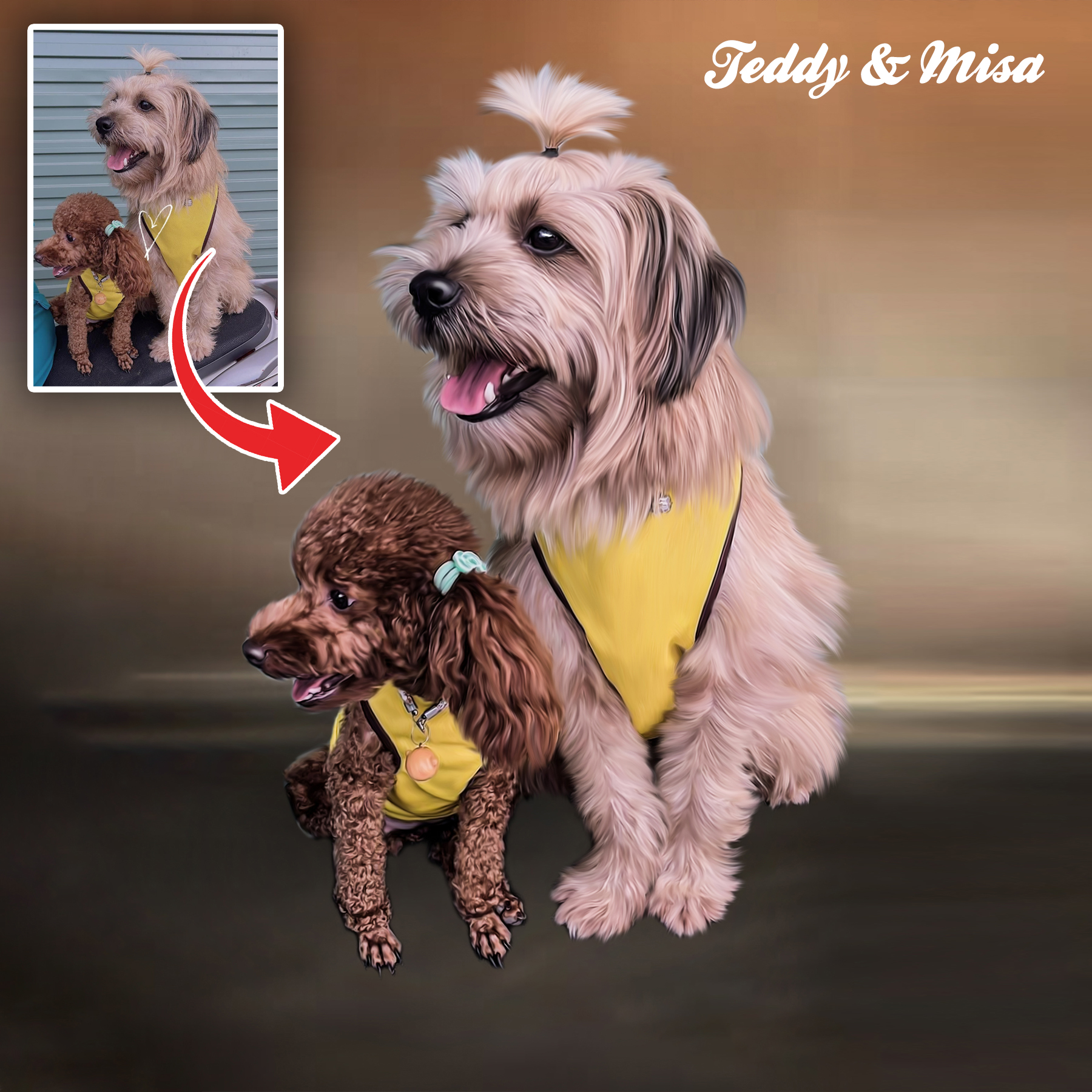 Digital Two Pets- Custom Pet Portrait,Digital files,Personal | Inspire Uplift