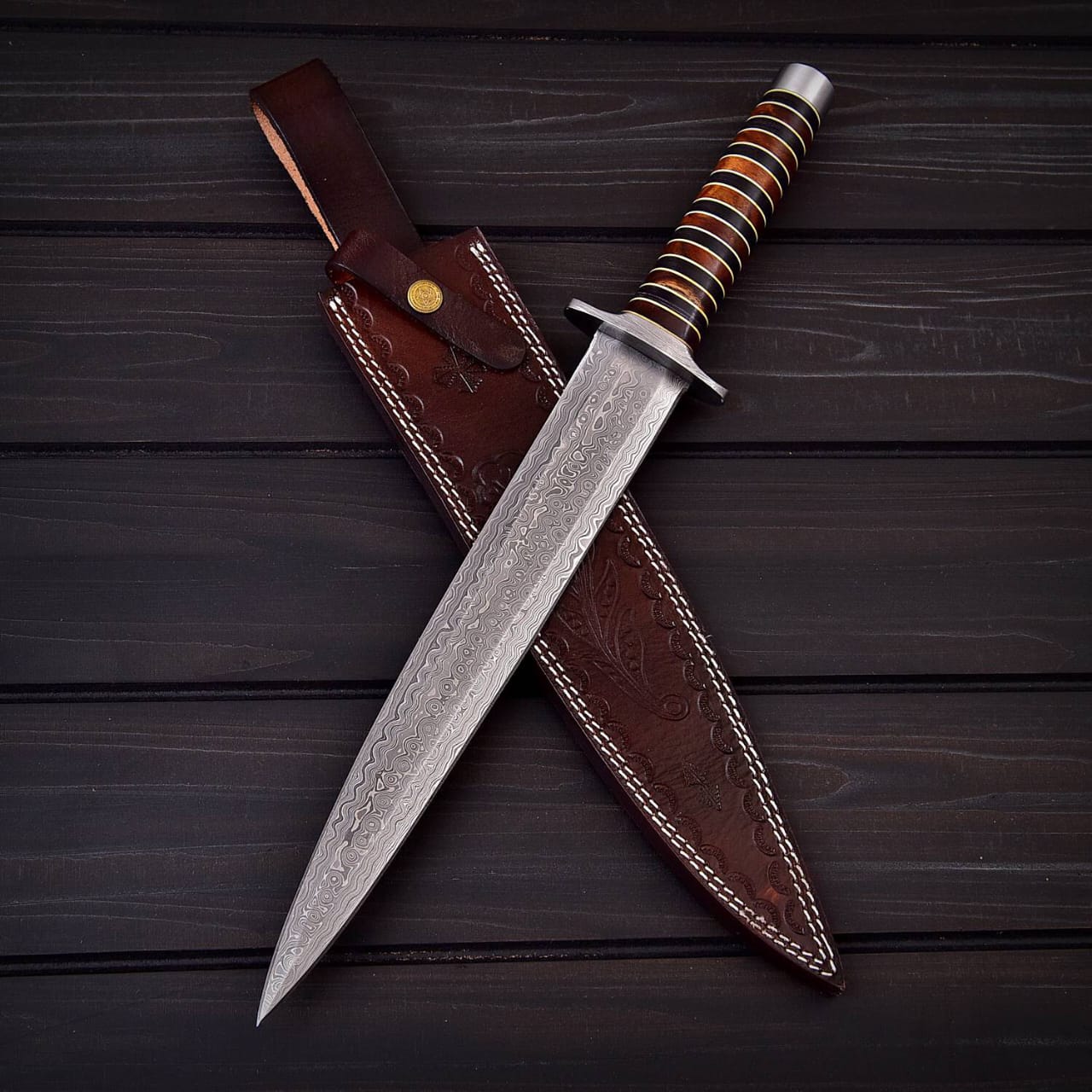 Custom Handmade Damascus Rain Drop Hunting Dagger Knife with - Inspire ...